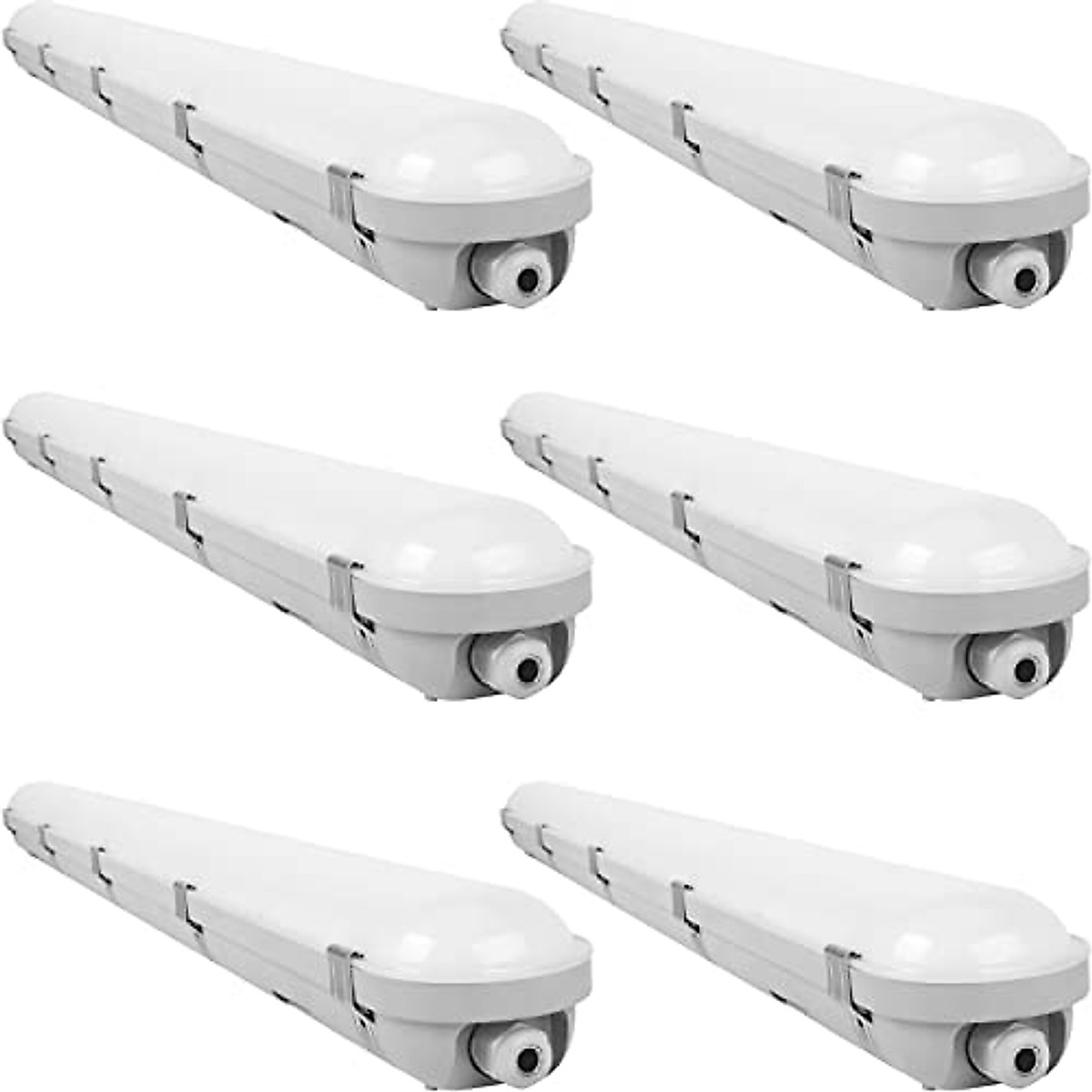 4FT LED Vapor Tight Lights, 40W/50W/60W Selectable 5200LM Vapor Proof Light 3000K/4000K/5000K Tunable, Indoor Waterproof Workshop Light, IP66 DLC ETL Approved for Cold Room, Car Wash (6Pack)