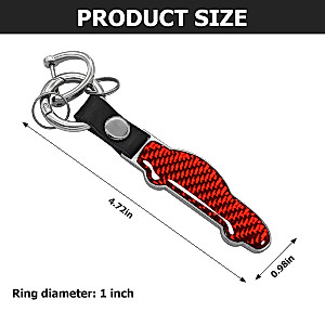 BESULEN Carbon Fiber Car Keychain, Microfiber Leather Key Chain, Waterproof Car Shape Key Fob Key Ring Holder (Red)