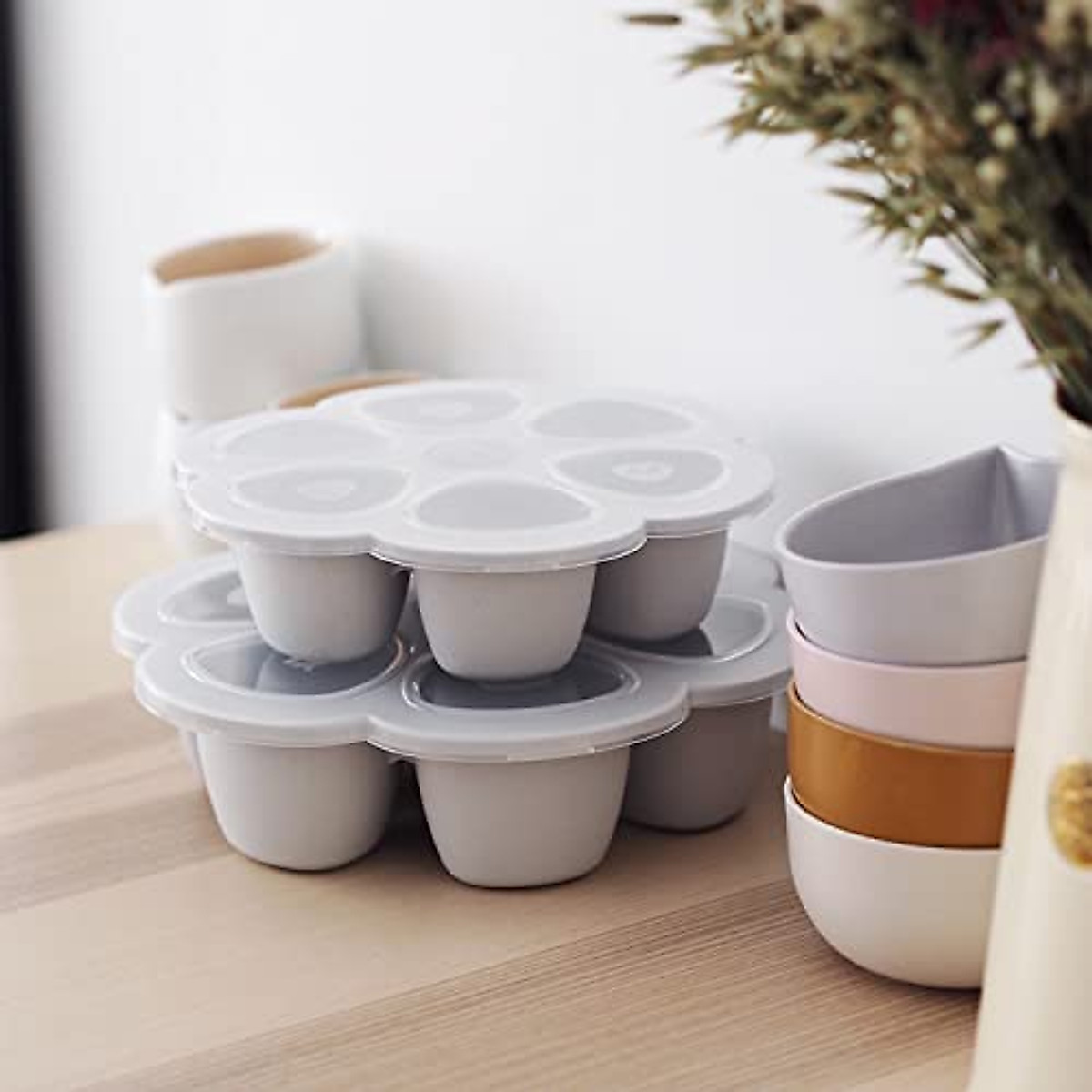 BEABA Multiportions Silicone Baby Food Storage Container, Baby Food Containers, Food Storage Container, Snack Containers, Baby Essentials, 3 oz, Cloud