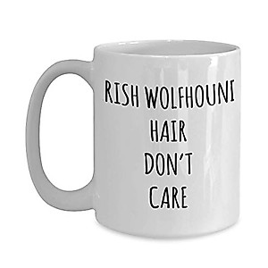 Funny Irish Wolfhound Hair Don't Care Coffee Mug Tea Cup Mug for Dog Lovers Gag Mug for Men and Women