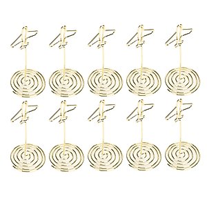 Cyrank 10pcs Table Number Holders, 3.9in Gold Place Card Holders Centerpieces Photo Holder Clips Wire Picture Clips Airplane Design Memo Note Photo Stand
