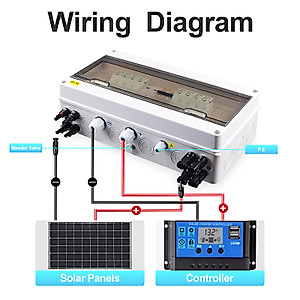 OELFFOW DC1000V 32A PV Combiner Box with 15A Rated Current Fuse, 63A Circuit Breaker, 20kA Surge Protective Device for Solar Panel System, IP65 Waterproof 4 String Grey Junction Box 4 in 1 Out