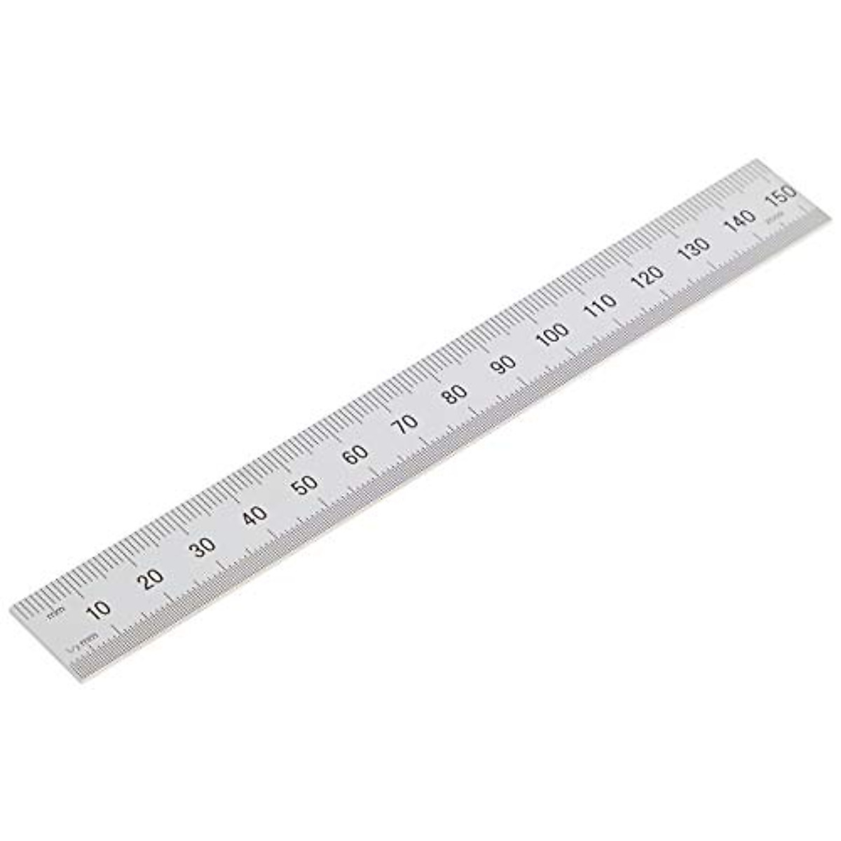 Mitutoyo 182-105, Steel Rule, 6" X 150mm, (1/32, 1/64", 1mm, 1/2mm), 3/64" Thick X 3/4" Wide, Satin Chrome Finish Tempered Stainless Steel