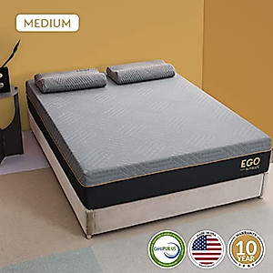 EGOHOME 12 Inch Cal King Memory Foam Mattress for Back Pain, Cooling Gel Mattress Bed in a Box, Made in USA, CertiPUR-US Certified, Therapeutic Medium Mattress, 72”x84”x12”, Black