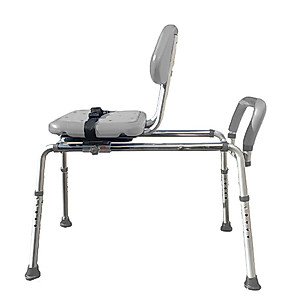 Gateway Premium Sliding Shower Chair Bath Transfer Bench with Swivel Padded Bath Tub Seat for Tubs and Shower, For Handicap & Seniors Mobility & Daily Living, Gray