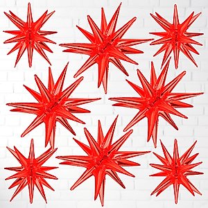 8pcs 14-Pointed One-Piece Exploding Star Large Foil Mylar Balloons, 27 & 22 Inches, Point Star Balloons, Cone Balloons, Great for Birthdays, Baby Showers, Wedding & Anniversary Parties!