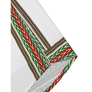 COOFANDY Men's African Dashiki Print Shirt Long Sleeve Button Down Shirt Bright Color Tribal Top Shirt White