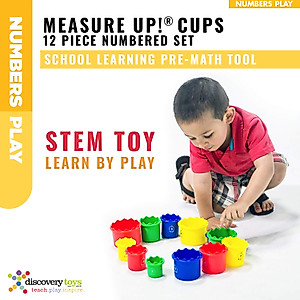 Discovery Toys Measure UP! Cups | Educational Stacking & Nesting 12 Piece Numbered Set| Kid-Powered Learning | STEM Toy Early Math Childhood Development 12 Months and Up