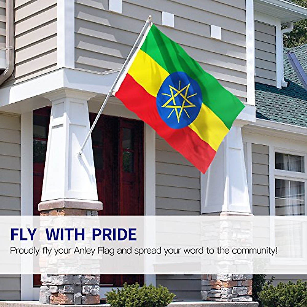 ANLEY Fly Breeze 3x5 Foot Ethiopia Flag - Vivid Color and Fade Proof - Canvas Header and Double Stitched - Ethiopian National Flags Polyester with Brass Grommets 3 X 5 Ft