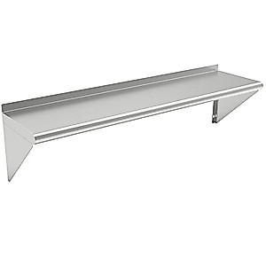 HAHAKU Wall Stainless Steel Metal Shelf 12"*48", Commercial Wall Mount ​Floating Shelving Heavy Duty 280 lbs for Restaurant, Bar, Utility Room, Kitchen and Garag
