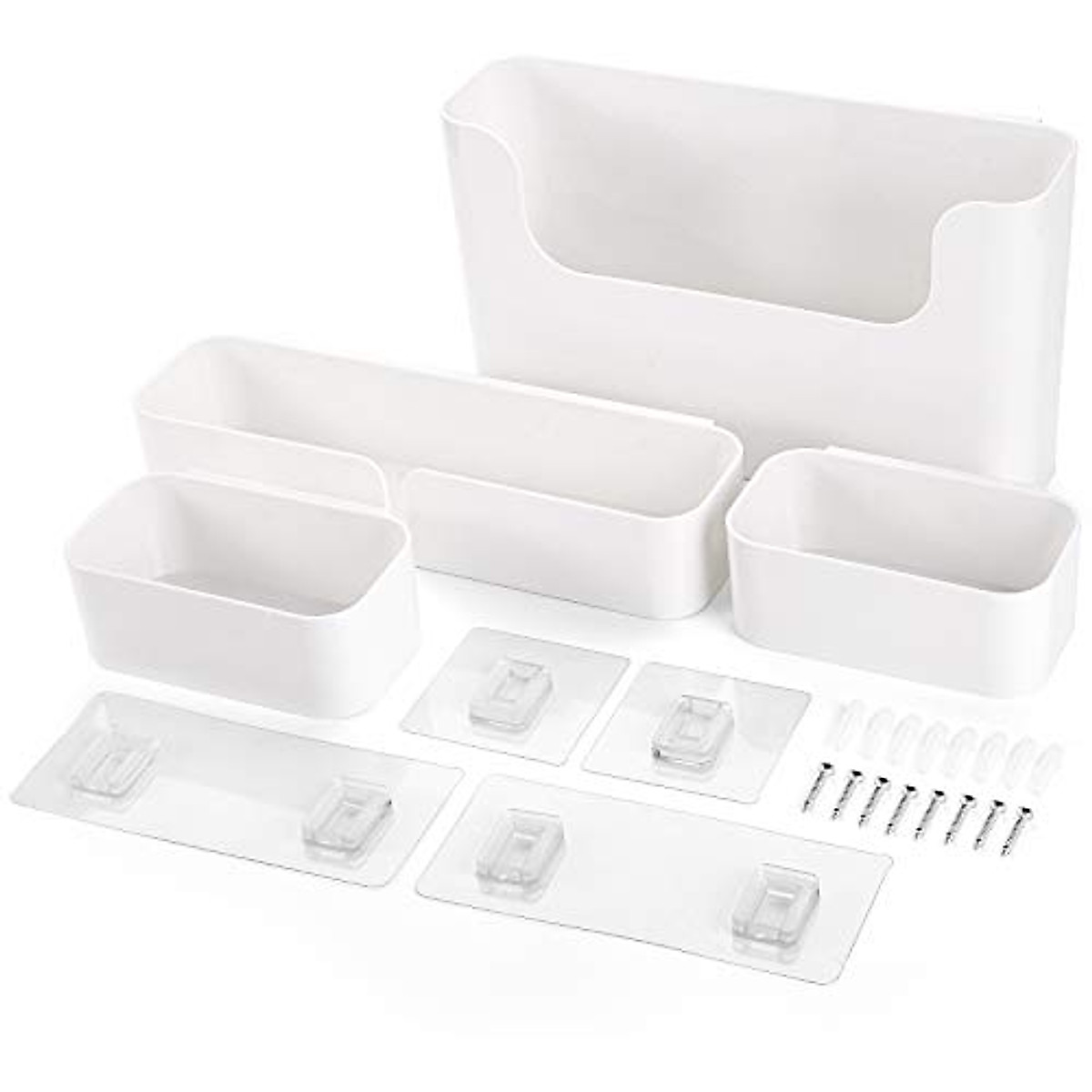 Hedume Set of 4 Wall Mounted Floating Shelf, Non-Drilling Adhesive Bathroom Organizer Ledge Shelf for Home Decor, Kitchen, Bedroom, Bathroom