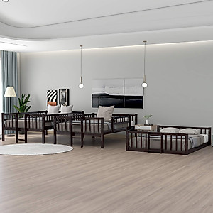 Triple Bunk Bed with Slide, Full Over Full Over Full Bunk Bed Convertible Triple Beds for Kids/Teens/Adults, Espresso