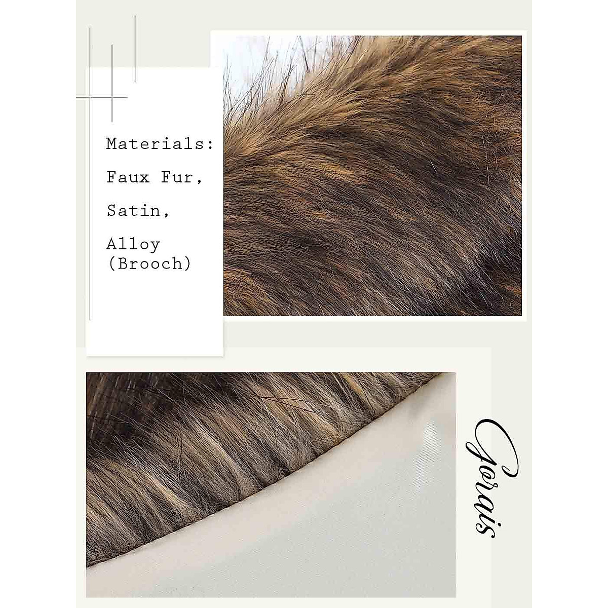 GORAIS Women's Wedding Faux Fur Shawls and Wraps Bridal Fur Scarf Stoles with Brooch for Bride and Bridesmaids (US 4-14(S-M), A Brown)