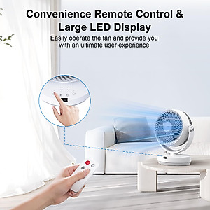 Air Circulator Fan for Bedroom, 13Inch 28dB Quiet Table Fan with 3 Speed, Remote Control, 90° Oscillating Fan with 7H Timer, 120° Adjustable Tilt, Powerful Desk Fan for Whole Room Home Office