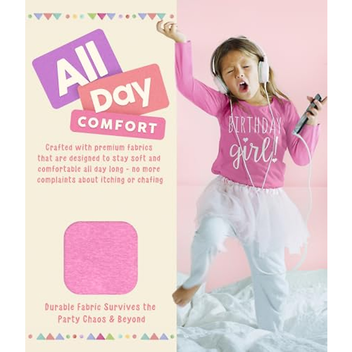 Happy Birthday T-Shirt (Girls 1 to 12) Sassy Kids Party Tee - Sweet Baby/Toddler Outfit 7 Pink Heather LS