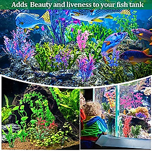 58 Pcs Artificial Aquarium Plant Plastic Fish Tank Decorations Fish Tank Accessories Aquatic Turtle Tank Accessories for Household and Office Aquarium Simulation, Small to Large