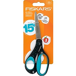 Fiskars 8" Left-Handed Softgrip Teen Scissors for Ages 15+ - Scissors for School or Crafting, Back to School Supplies, Blue Speckled