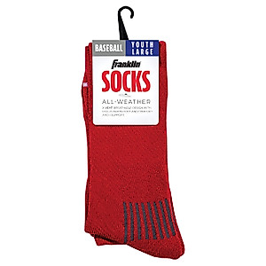 Franklin Sports Baseball + Softball Knee Socks for Kids - Tall Sports Socks - Youth Small, Red