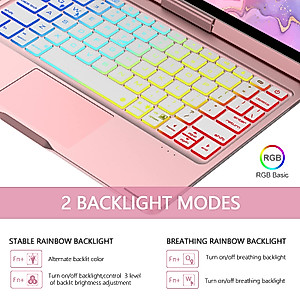 Touch IPAD Air 5th/4th Generation Case with Keyboard | Magic 360°Rotatable & Swivel Keyboard with Trackpad | 7 Color Backlit with Pencil Holder for iPad Pro 11 inch 3rd/2nd/1st Generation | Rose Gold
