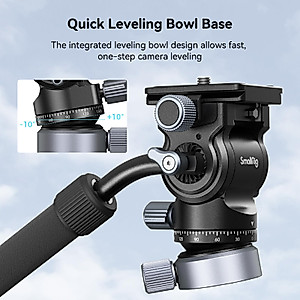 SmallRig 63" Video Travel Tripod, Carbon Fiber Tripod with Quick Release Fluid Head, Leveling Bowl Base and Center Column, 1.3kg Ultralight for Travel Photo & Video, Load up to 4kg / 8.82 lbs - 4221