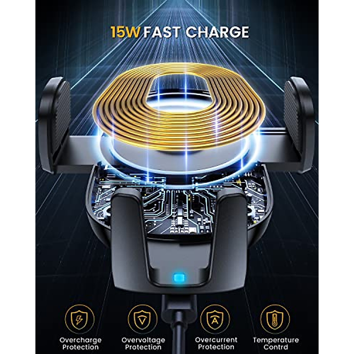 APPS2Car Wireless Car Charger Mount Vent, 15W Fast Charging Wireless Car Phone Charger, Compatible with iPhone 14 Pro/14, Samsung Galaxy S22/S21/S20, etc.