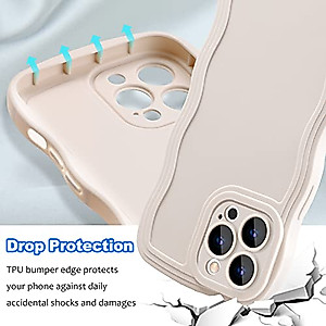 LOEV Compatible with iPhone 13 Pro Max 6.7" Wavy Edge Case, Cute Solid Color Curly Wave Shape Frame Design for Women Girls, Soft TPU Rubber Full-Body Shockproof Bumper Protection Phone Case, White