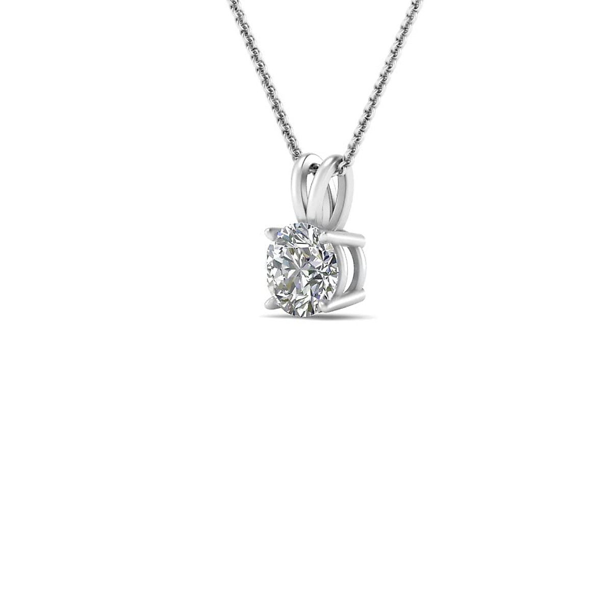 1 1/2 Carat LAB GROWN Round Cut Diamond Solitaire Pendant IGI Certified 14K White Gold 4 Prong Diamond Pendant Necklace For Women (E-F-G, VS1-VS2, 1.50 c.t.w)