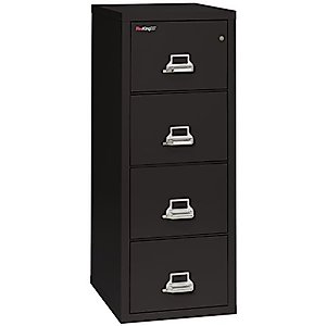 FireKing Vertical 4 Drawer Legal Fire Safe File Cabinet with Key Lock, 1 Hour Fire Rated, UL Rated & Water Resistant Home Safe, Fire Safe Filing Cabinet, Made in The USA, Black