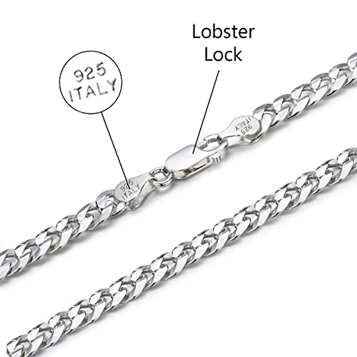 Savlano 925 Sterling Silver Curb Cuban Link Chain Bracelet for Men & Women - Made in Italy Comes With a Gift Box (8, 7.5mm)