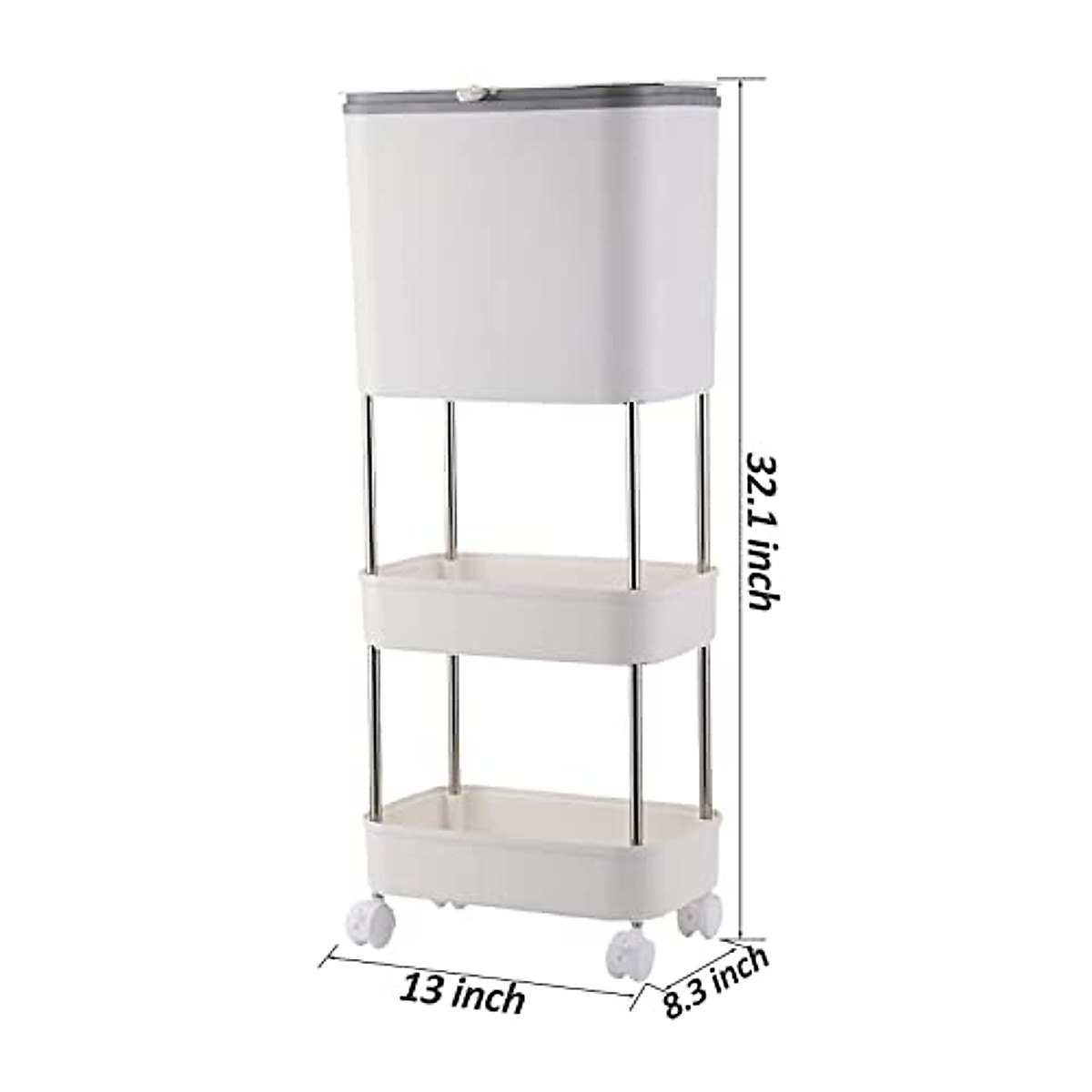 Reliable1st Movable Stackable 3-Layer Trash Can Sorting Garbage Can Household Dry Wet Separation with 25 PCS Drawstring Trash Bags for Kitchen Bathroom & Bedroom, 24L / 6 Gallon , White