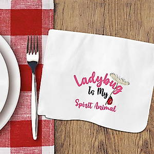 WZMPA Funny Ladybug Kitchen Towel Ladybug Lover Gift Ladybug is My Spirit Animal Dish Towel Waffle Weave Ladybug Kitchen Decor (Ladybug Spirit Animal)