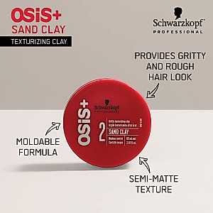 OSiS+ Sand Clay – Gritty Texturizing Clay with a Rough Semi-Matte Finish – Pliable, Moldable Styling Paste with Kaolin for Rugged Looks with a Natural Dry Feel, 2.87 oz