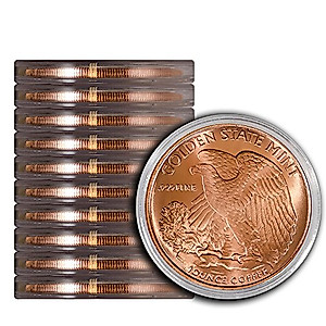 Pack of 10 Walking Liberty 1 oz Copper Round Medallion in Protective Capsules