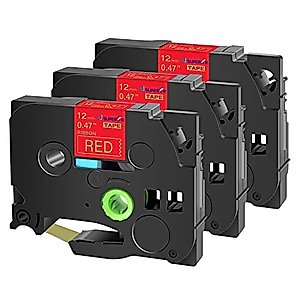 USUPERINK 3PK Compatible Label Tape Replacement for Brother P-Touch TZ-RW34 TZe-RW34 TZeRW34 TZRW34 Gold on Red Satin Ribbon Embellish Fabric Tapes Work with PT D210 PTD400AD 12mm 0.47'' x 13.1ft(4m)