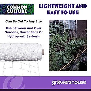 COMMON CULTURE Grow Strong Plant Trellis + Trojan Scissors - 6" Square Soft Mesh Nylon Trellis Netting Bulk Roll - Heavy-Duty Garden Netting for Plants - 5' x 350' - 1 Roll