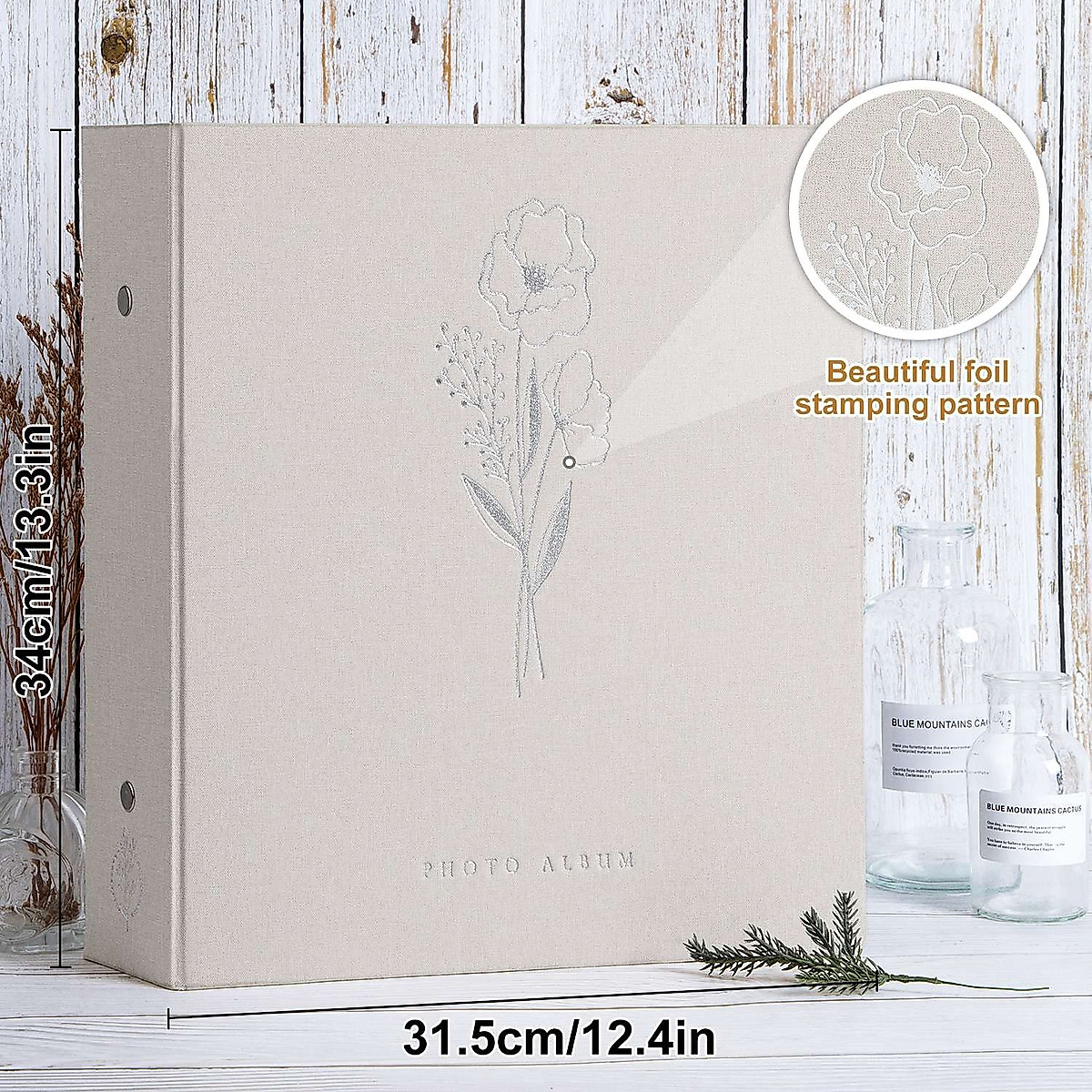 Lanpn Photo Album 4x6 600 Pockets Photos, Linen Cover Large Picture Albums Holds 600 Horizontal and Vertical Photos Beige