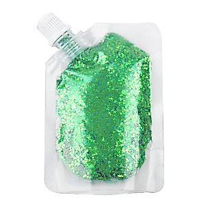 GL-Turelifes Body Glitter Gel, Easy to Apply&Remove 50ml Mermaid Sequins Chunky Glitter for Body Face Hair, Festival Glitter Halloween Costume Makeup Long Lasting Sparkling (Christmas Green)