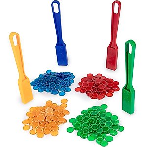 Magnetic Bingo Wands and Translucent Chips|Easy to Pick Up Bingo Chips|STEM Kits for Learning, Counting|Multi Color 400 Chips