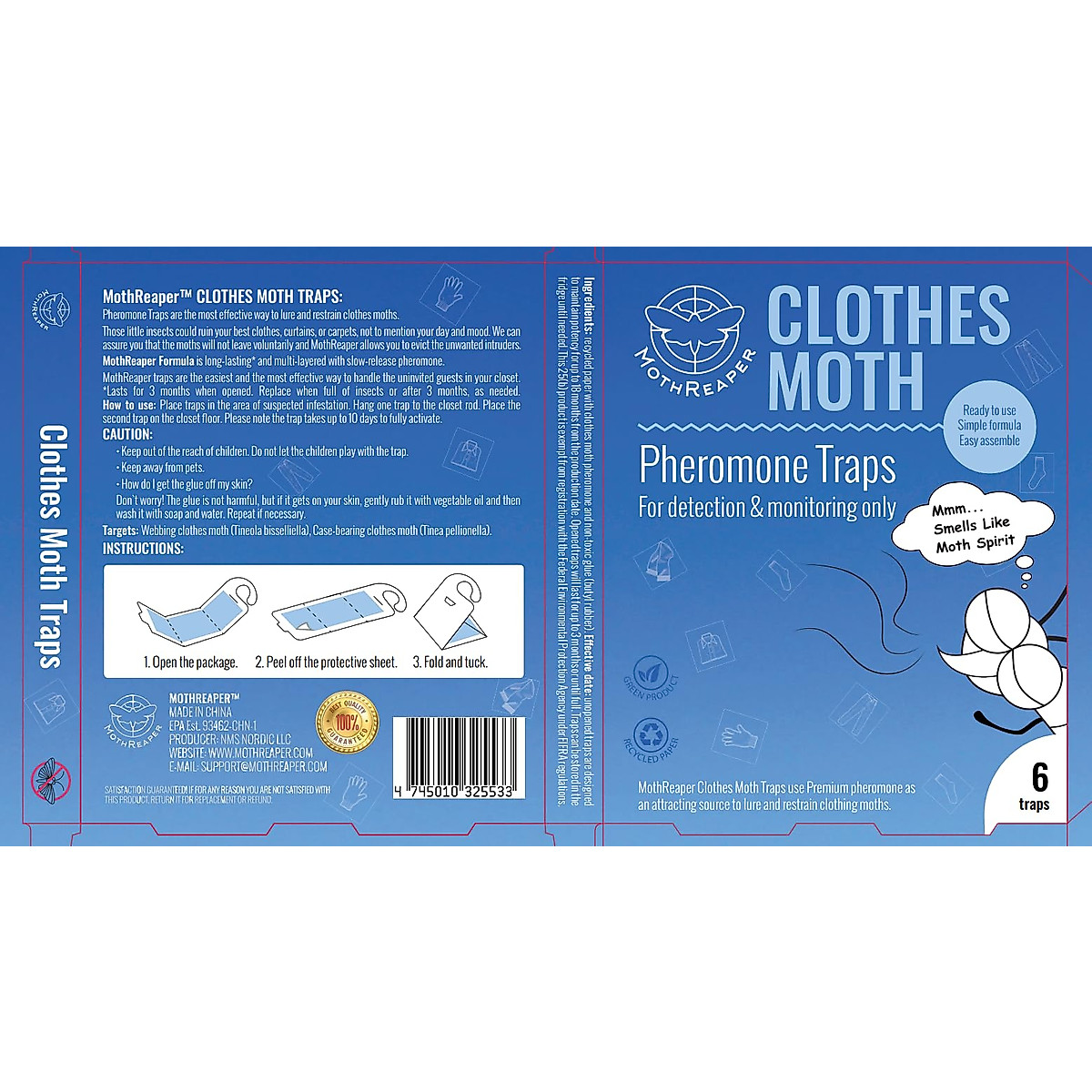 Clothing Moth Traps with Pheromones 6-Pack - Clothes Moth Trap with Lure for Closets & Wardrobes, Carpet and Fabric Moth, Wool Moths Traps Indoor Moth Treatment & Prevention