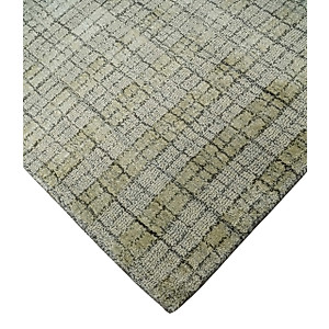 Artisan's Arc Checkered Scandinavian Hand Made Blended Wool Flatwoven Area Rug, Camel, Beige and Gray, 8x10 | KE16810