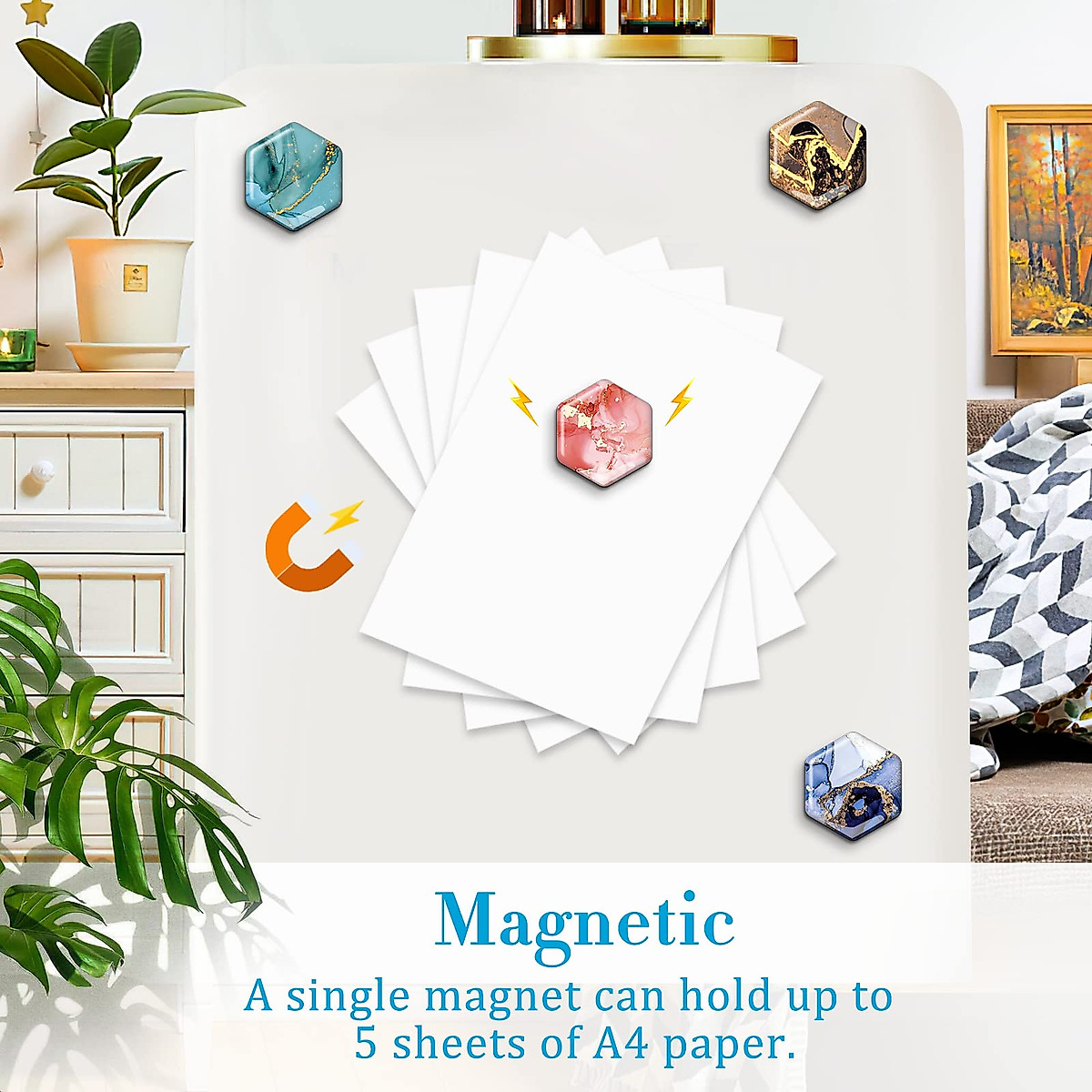 MORCART Fridge Magnets, 30PCS Hexagon Magnets, Cute Magnets Decorative for Refrigerator Locker Whiteboard Cabinet Office Kitchen Blackboard Gift for Adult