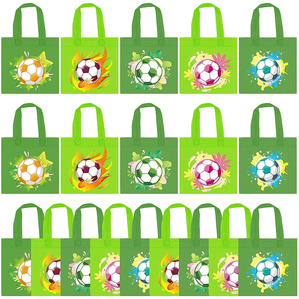 BANBALLON 20 PCS Soccer Party Favor Bags Soccer Non-Woven Gift Bags Treat Gift Bags for Kids Birthday Party Sports Theme Party Baby Shower World Cup Goodie Bags Supplies (Soccer)
