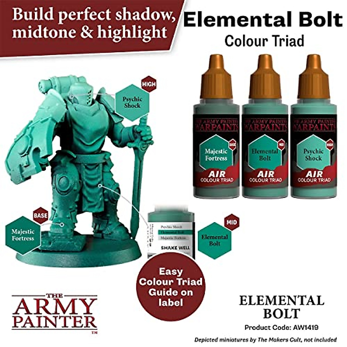 The Army Painter Warpaint Air Elemental Bolt - Acrylic Non-Toxic Heavily Pigmented Water Based Paint for Tabletop Roleplaying, Boardgames, and Wargames Miniature Model Painting