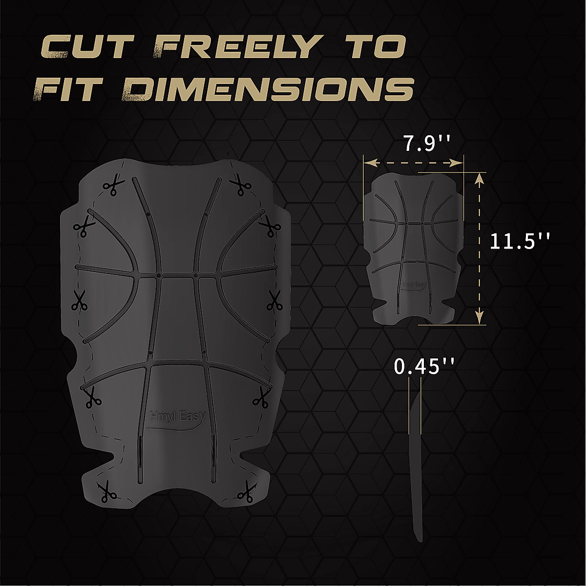 Hmyl Easy Knee Pad Insert for Work Pants/Bibs, Uniforms, and Tactical Pants, Breathable Knee Pad Inserts for Construction, Flooring, and Garage, 11.5''×7.9''×0.45'', BLACK, 3 Pairs