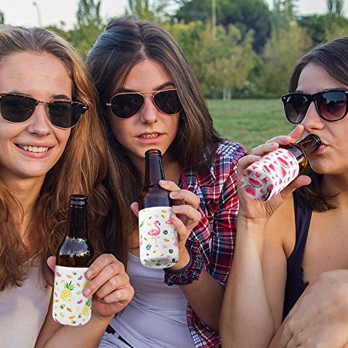 Can Cooler Sleeves - Set of 4 Neoprene Can Sleeves Soda Beer Caddies Collapsible Reusable Thermocoolers for Weddings Bridal Shower Birthday Bachelorette Parties