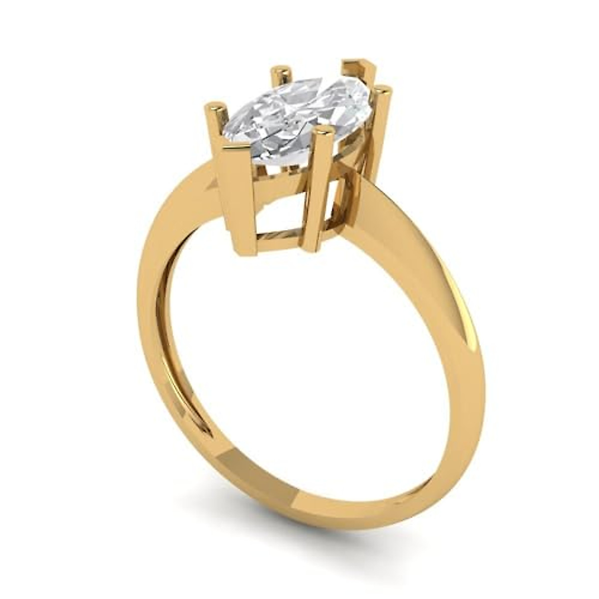Clara Pucci 1.50 ct Marquise Cut Solitaire Moissanite Engagement Wedding Bridal Promise Anniversary Ring 18K Yellow Gold Size 5