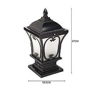 MODEBHD Traditional European Retro Outdoor Glass Lantern Column Lamp Black Post Lights Square IP55 Waterproof Patio Villa Door Pillar Table Light Rainproof E27 Garden Lawn Lamp