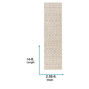 Livabliss Hapsburg Moroccan Shag Runner Area Rug,2'7" x 14',Beige