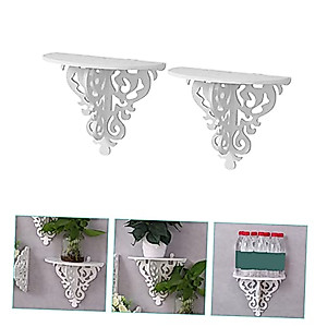 Cabilock 4 pcs Shelf for Art Flower Bracket Household Decor Hanging Nursery Decorative Carving Wall-Mounted Stand Modern Floating Pot Bedroom Office Wall Plant Retro Decoration Flowerpot