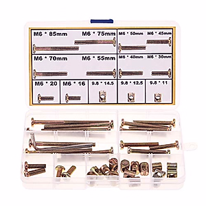 Sprite Science Baby Bed Crib Screws and Bolts Hardware Kit 16mm 20mm 30mm 40mm 45mm 50mm 55mm 70mm 75mm 85mm Bolts Barrel Nuts for Furniture Bunk Cot Crib Bed